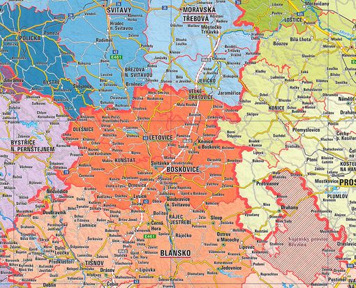 Administrativní nástěnná mapa krajů ČR EX350 | nastennemapy.cz