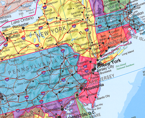 Politická nástěnná mapa USA | nastennemapy.cz