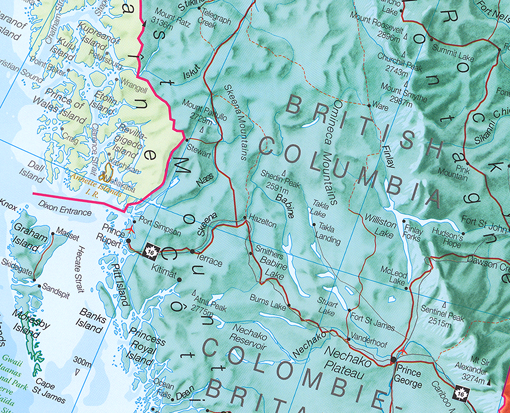 Politická nástěnná mapa Kanady | nastennemapy.cz