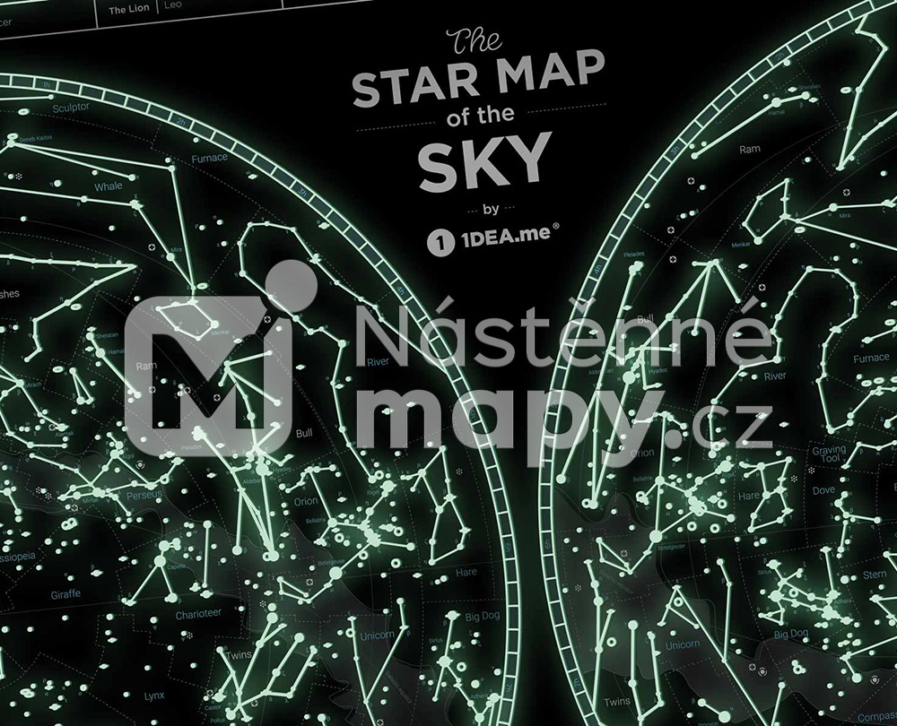 Mapa noční hvězdné oblohy svítící v noci TM | Nástěnné mapy.cz