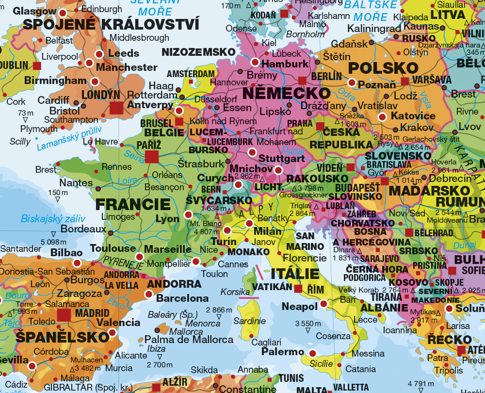 Politická nástěnná mapa světa v ČJ | nastennemapy.cz