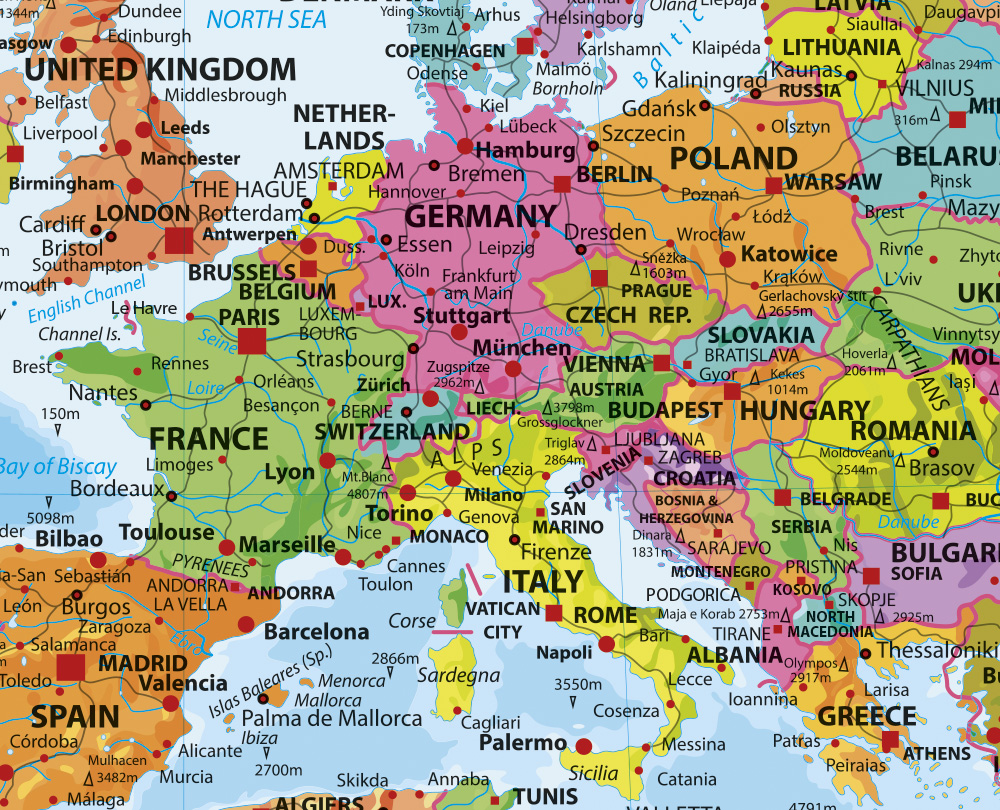 Politická nástěnná mapa světa | nastennemapy.cz