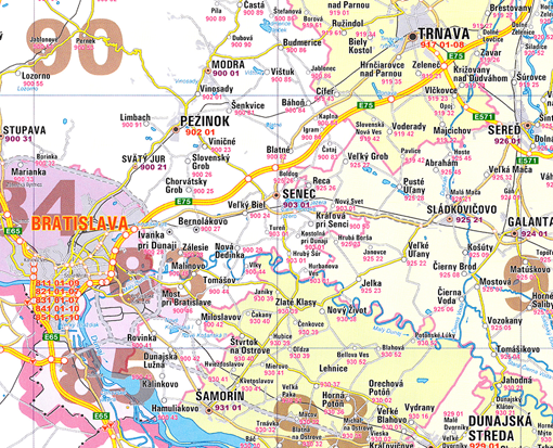 Nástěnná mapa PSČ Slovenska | nastennemapy.cz