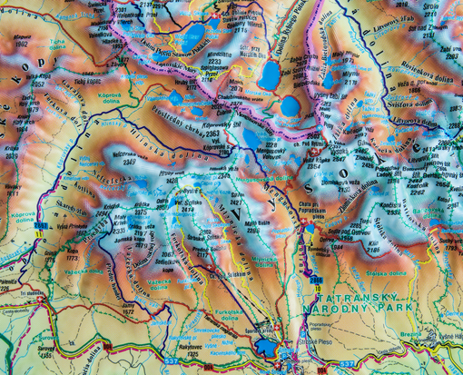 Plastická mapa Tatry | nastennemapy.cz
