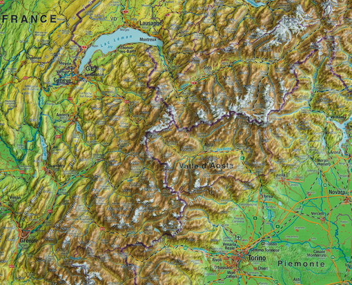 Plastická mapa Alpy | nastennemapy.cz
