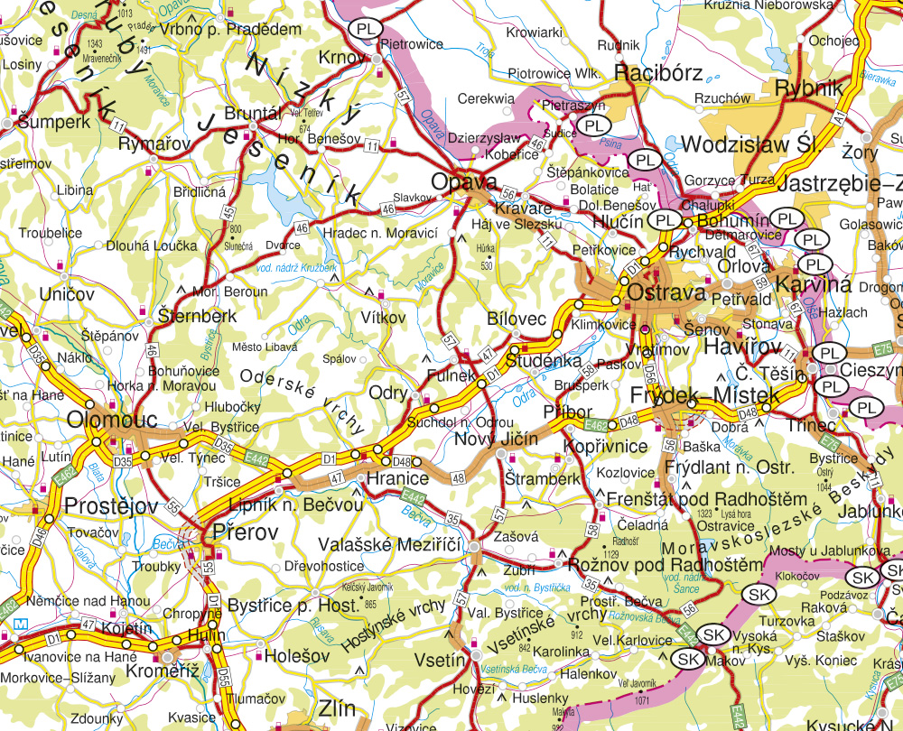 Nástěnná mapa České republiky – silniční (PF) | nastennemapy.cz