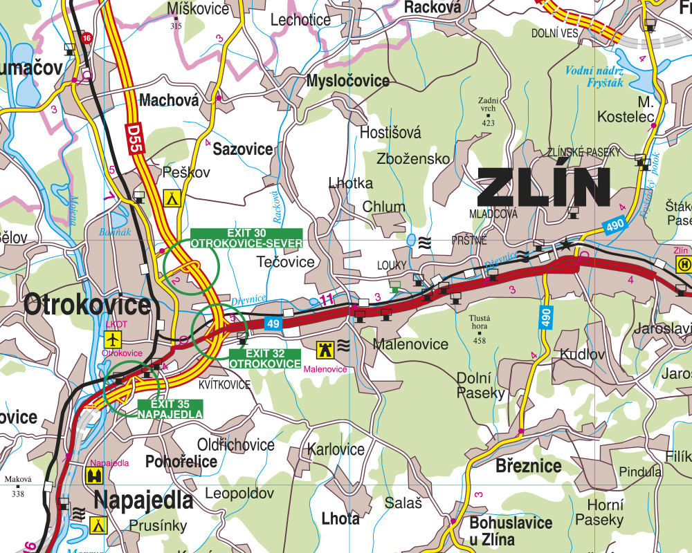 Nástěnná mapa Zlínský kraj PF100 | nastennemapy.cz
