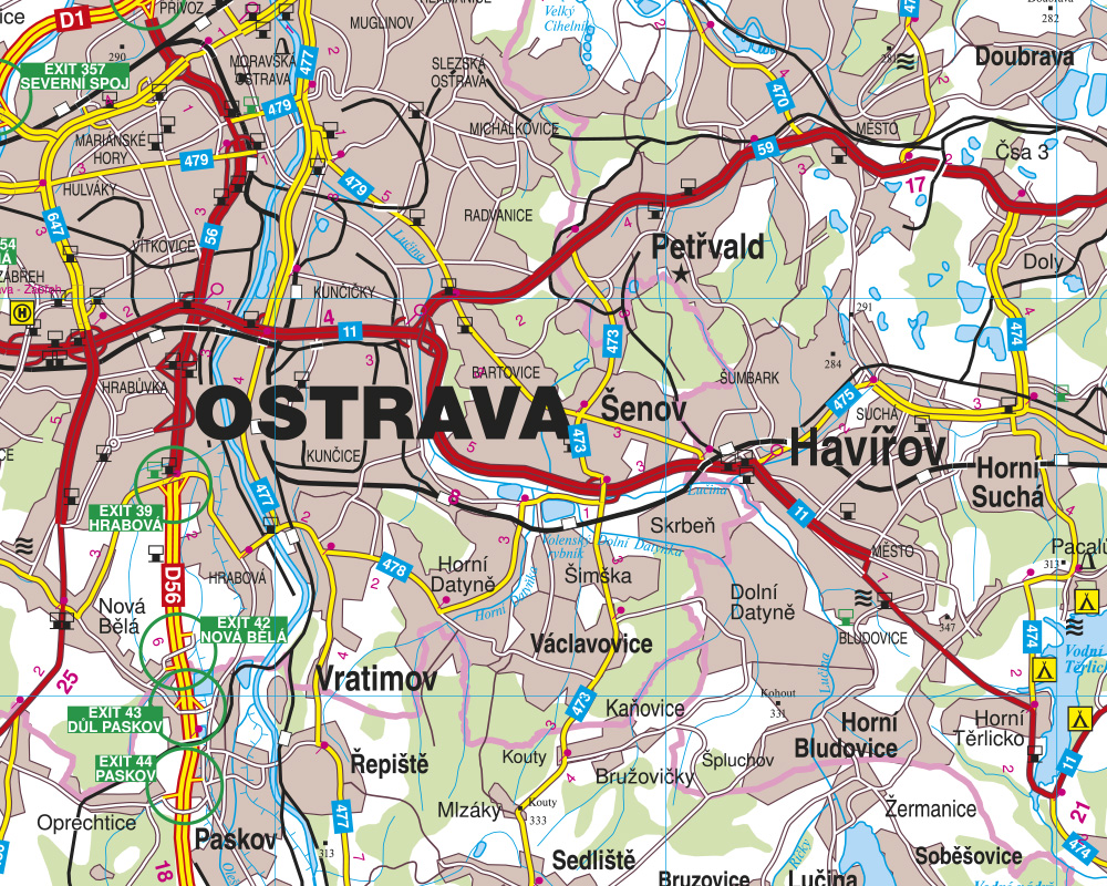 Nástěnná mapa Moravskoslezský kraj (PF) | nastennemapy.cz