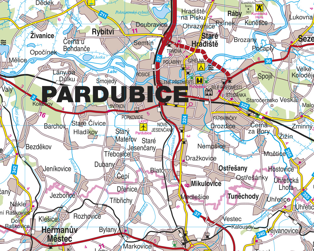 Nástěnná mapa Pardubický kraj (PF) | nastennemapy.cz