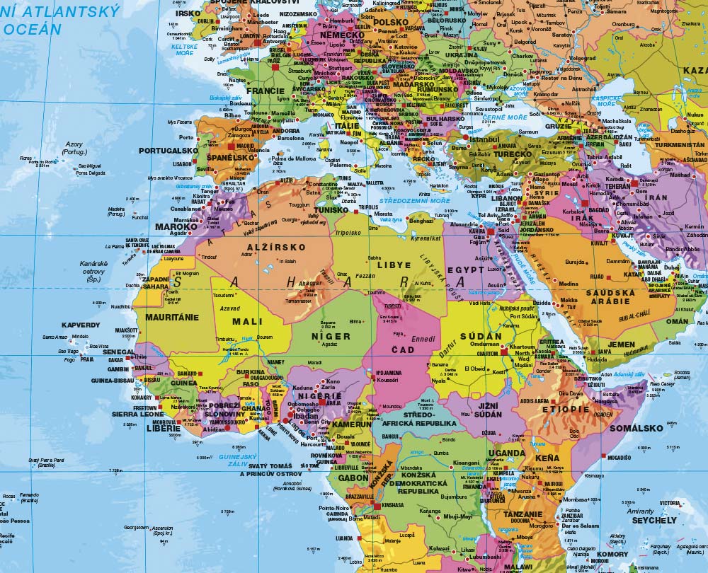 Politická nástěnná mapa světa v ČJ | nastennemapy.cz