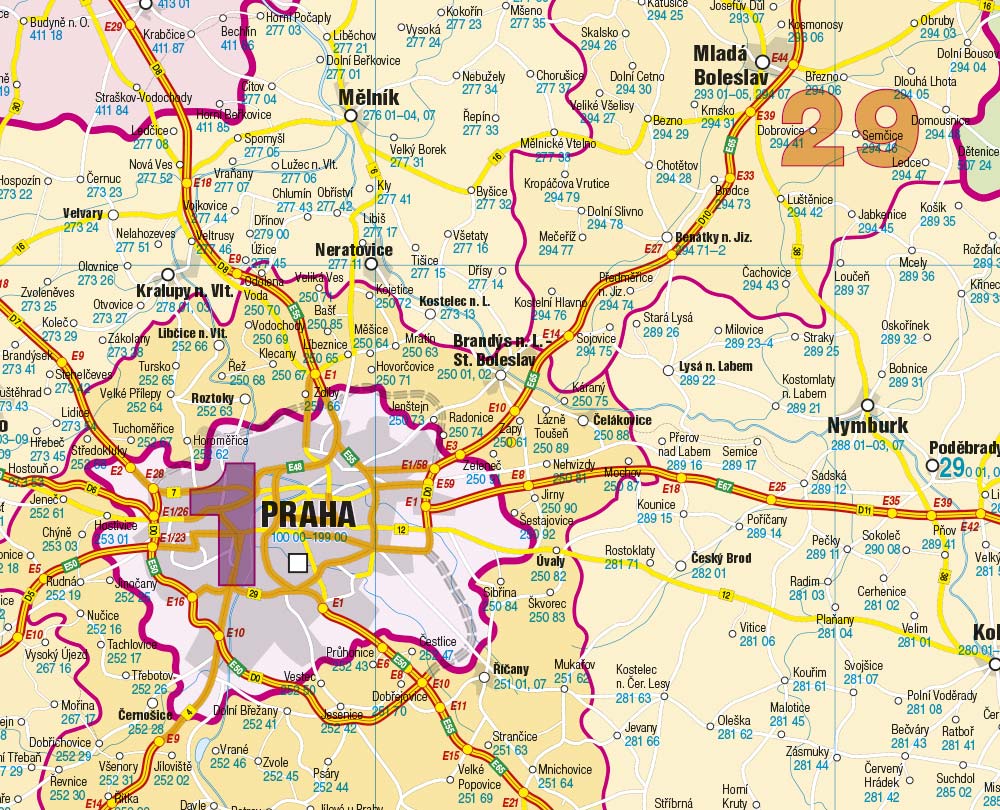 Nástěnná mapa PSČ České republiky PF440 | nastennemapy.cz