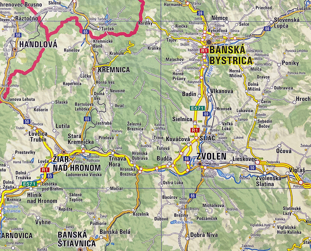 Silniční nástěnná mapa Slovenska | nastennemapy.cz