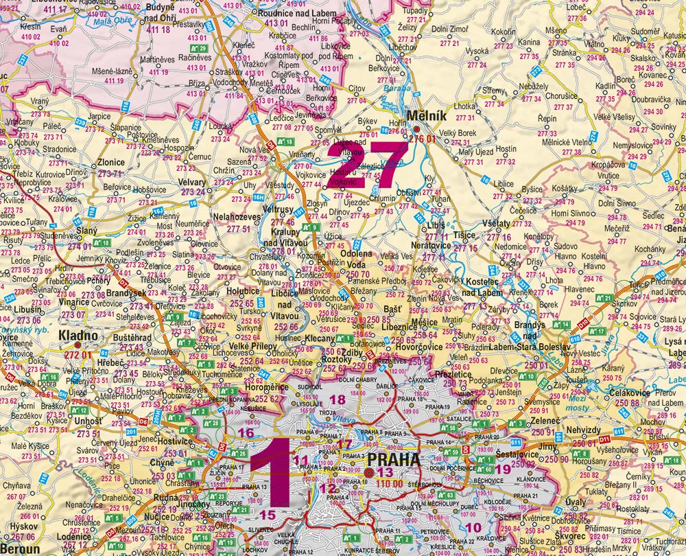 Nástěnná mapa PSČ České republiky PF350 | nastennemapy.cz