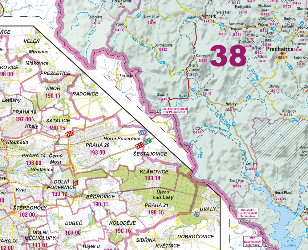 Nástěnná mapa PSČ České republiky PF350 | nastennemapy.cz