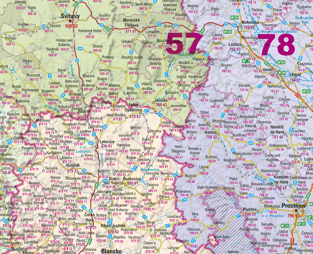 Nástěnná mapa PSČ České republiky PF350 | nastennemapy.cz