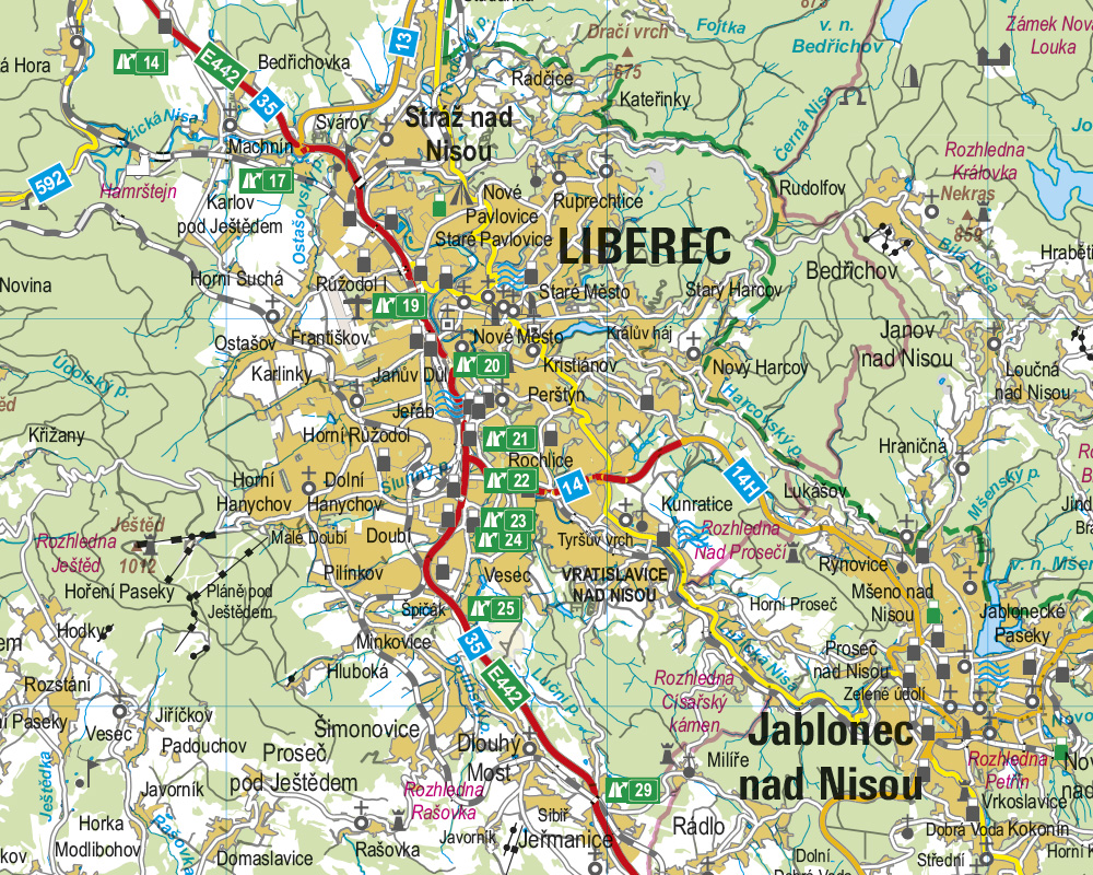 Nástěnná mapa Liberecký kraj PF100 | nastennemapy.cz