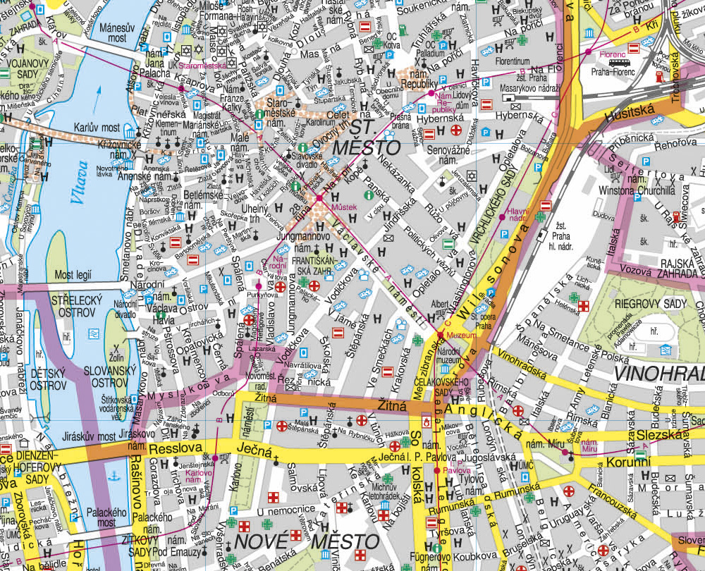 Nástěnná mapa Praha velká - 2. jakost | nastennemapy.cz