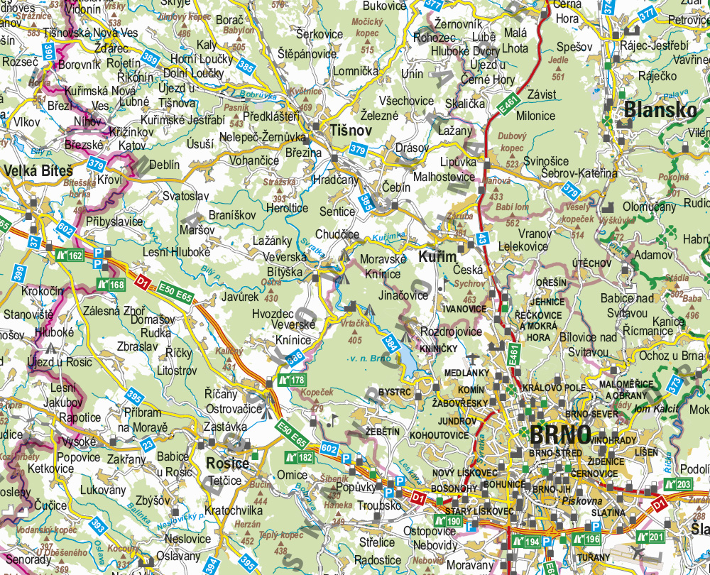 Silniční nástěnná mapa Moravy a Slezska | nastennemapy.cz