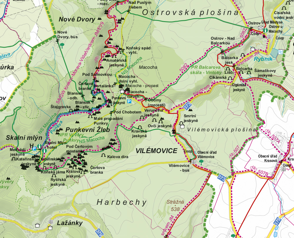 Nástěnná mapa CHKO Moravský kras, okolí Brna-sever – turistická ...