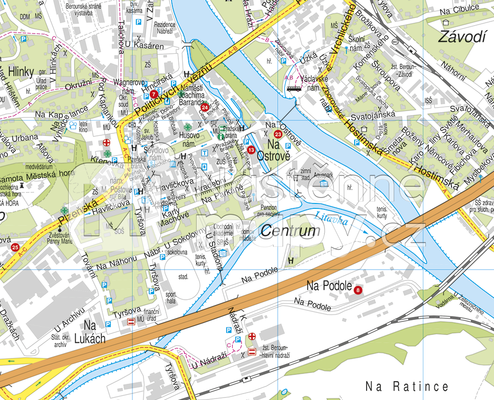 Nástěnná mapa BEROUN | Nástěnné mapy.cz