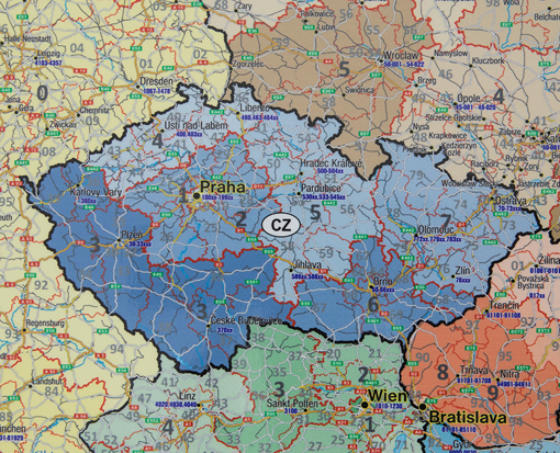 Spediční nástěnná mapa PSČ Evropy EX2640 | nastennemapy.cz