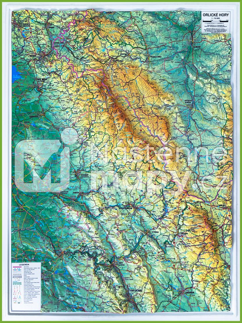 Plastická mapa Orlické hory | Nástěnné mapy.cz