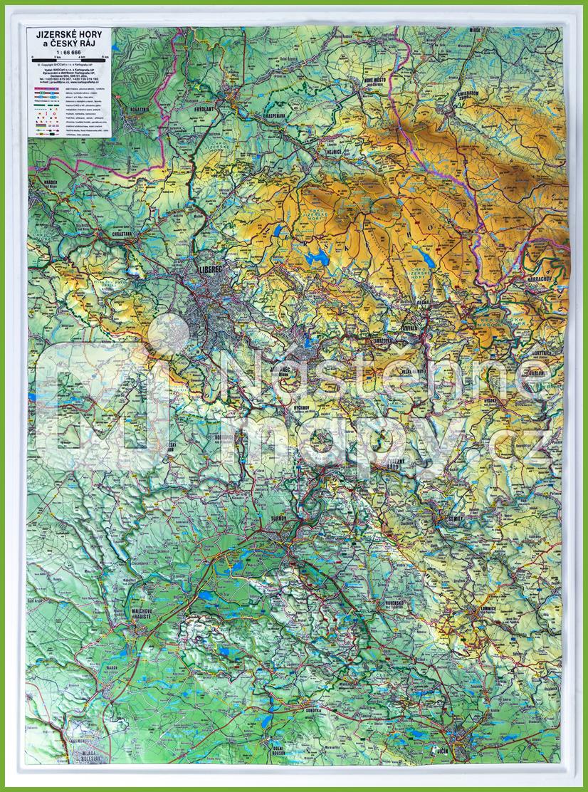 Plastická mapa Jizerské hory a Český ráj | Nástěnné mapy.cz