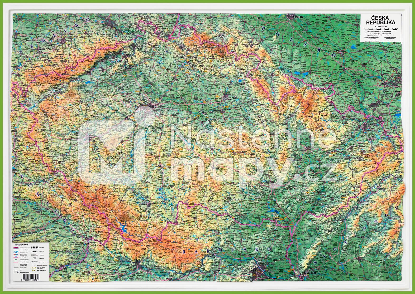 Plastická mapa ČR | Nástěnné mapy.cz