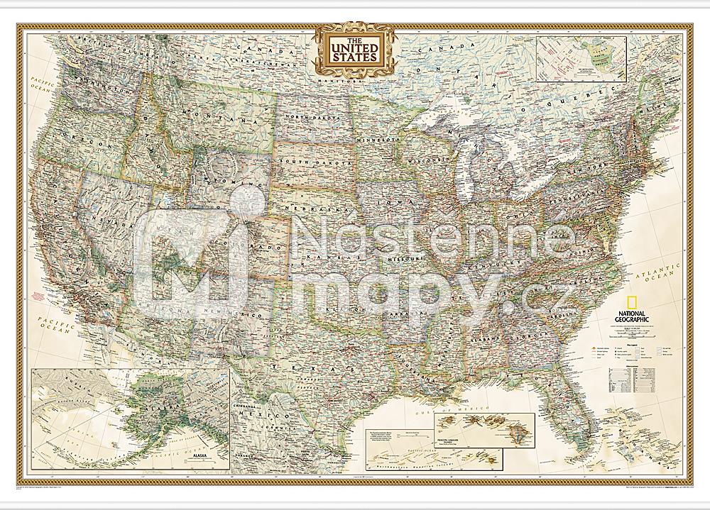 Politická nástěnná mapa USA antique NG | Nástěnné mapy.cz