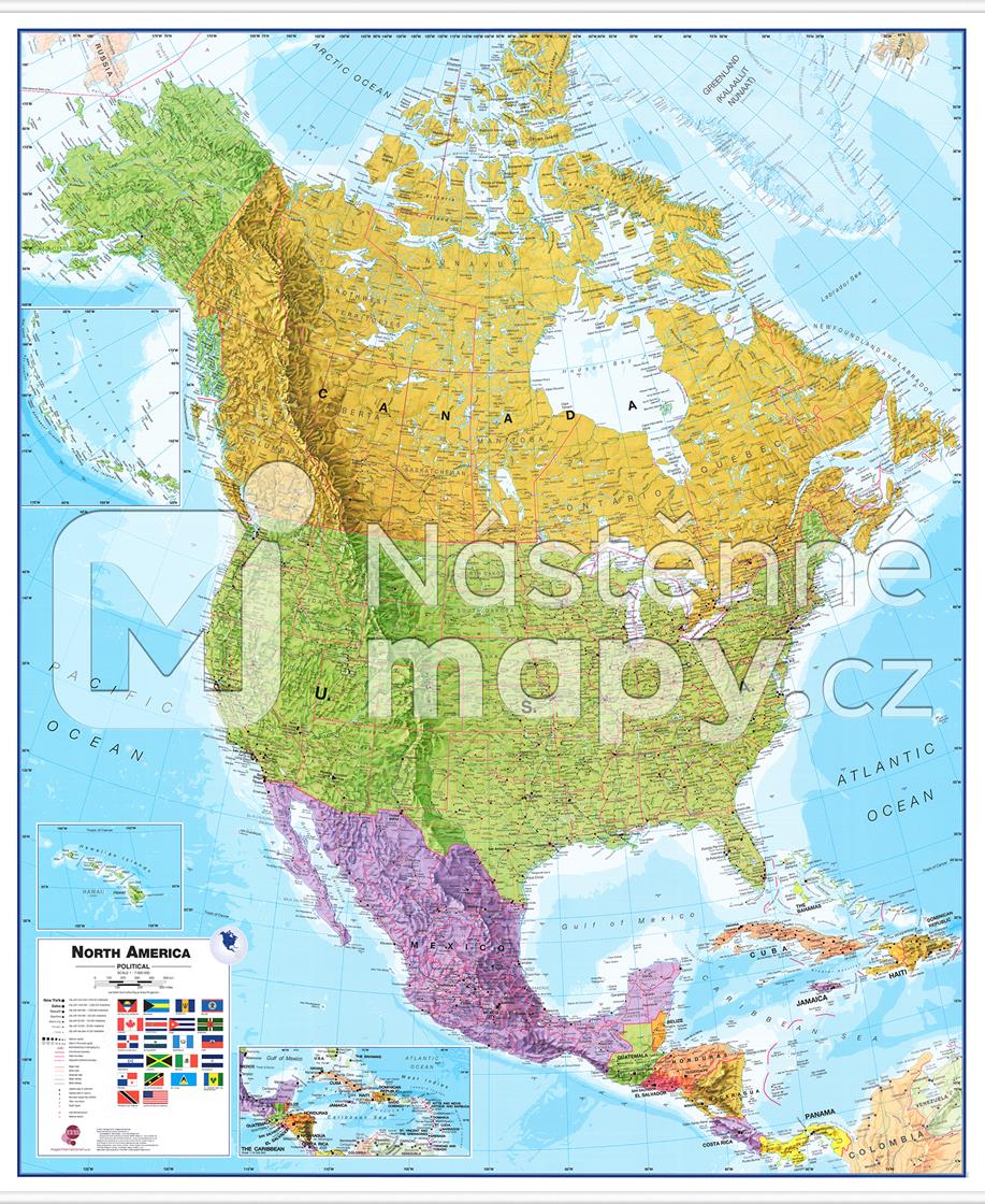 Politická nástěnná mapa Severní Ameriky CE | Nástěnné mapy.cz