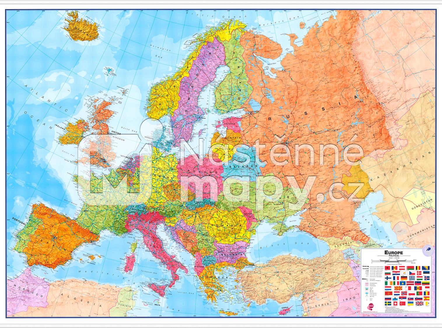 Politická nástěnná mapa Evropy CE4300 | Nástěnné mapy.cz