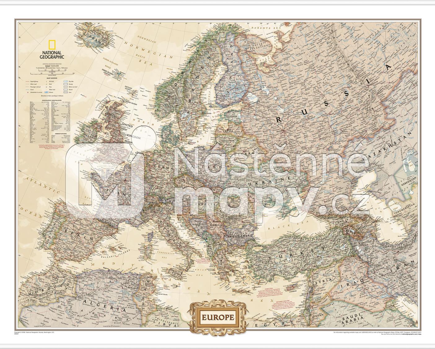 Politická nástěnná mapa Evropy NG5419 | Nástěnné mapy.cz