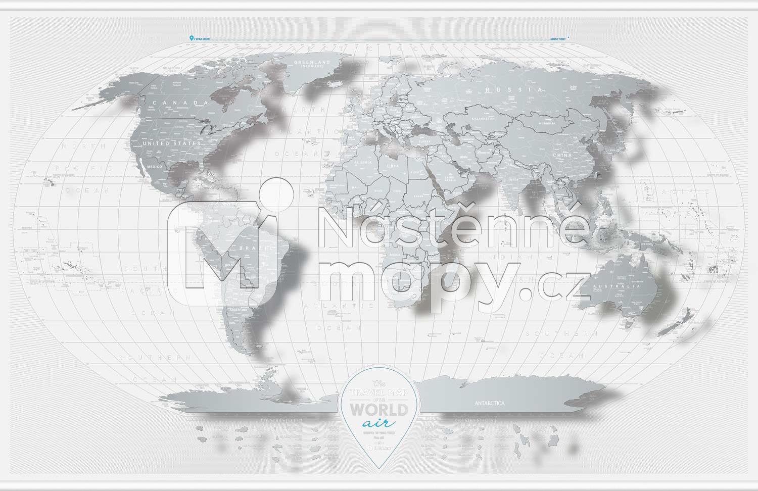 Stírací mapa světa Travel Map Air World | Nástěnné mapy.cz