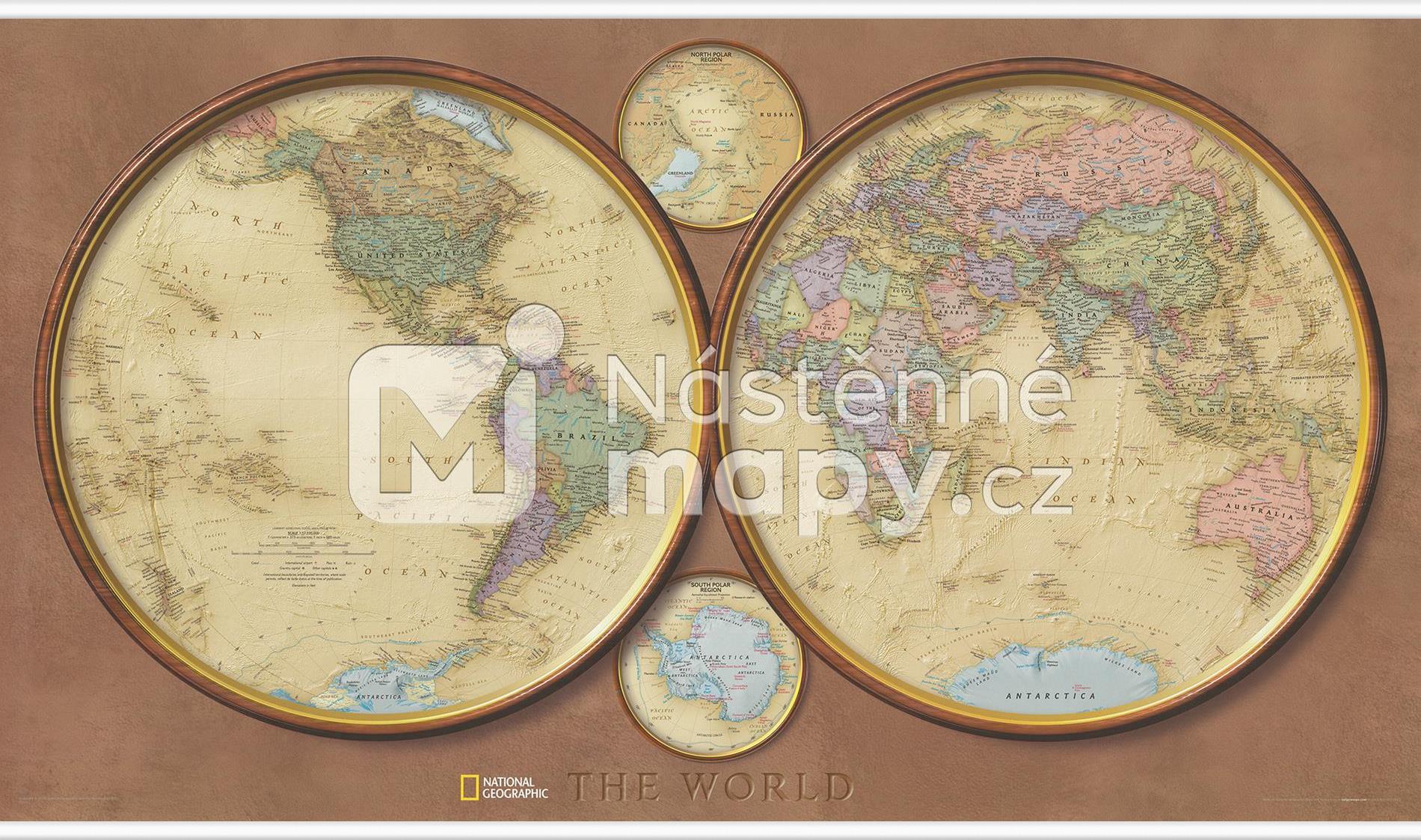 Politická nástěnná mapa světa Hemispheres NG | Nástěnné mapy.cz