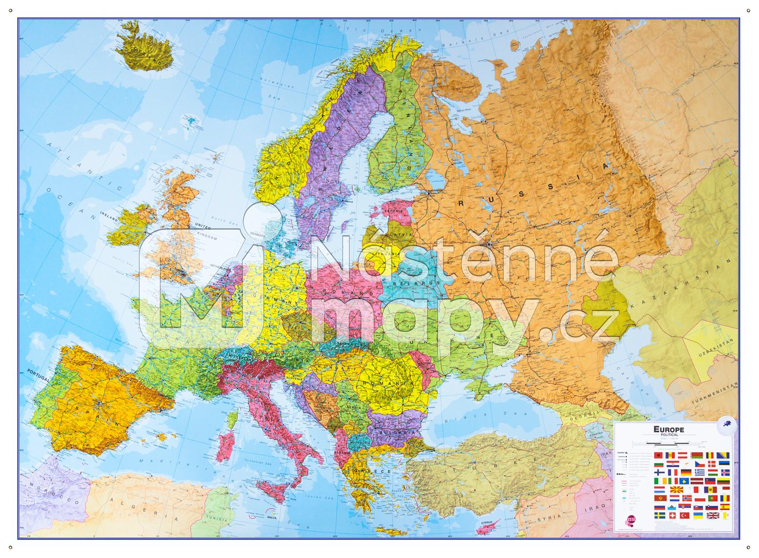 Politická nástěnná mapa Evropy CE3200 | Nástěnné mapy.cz