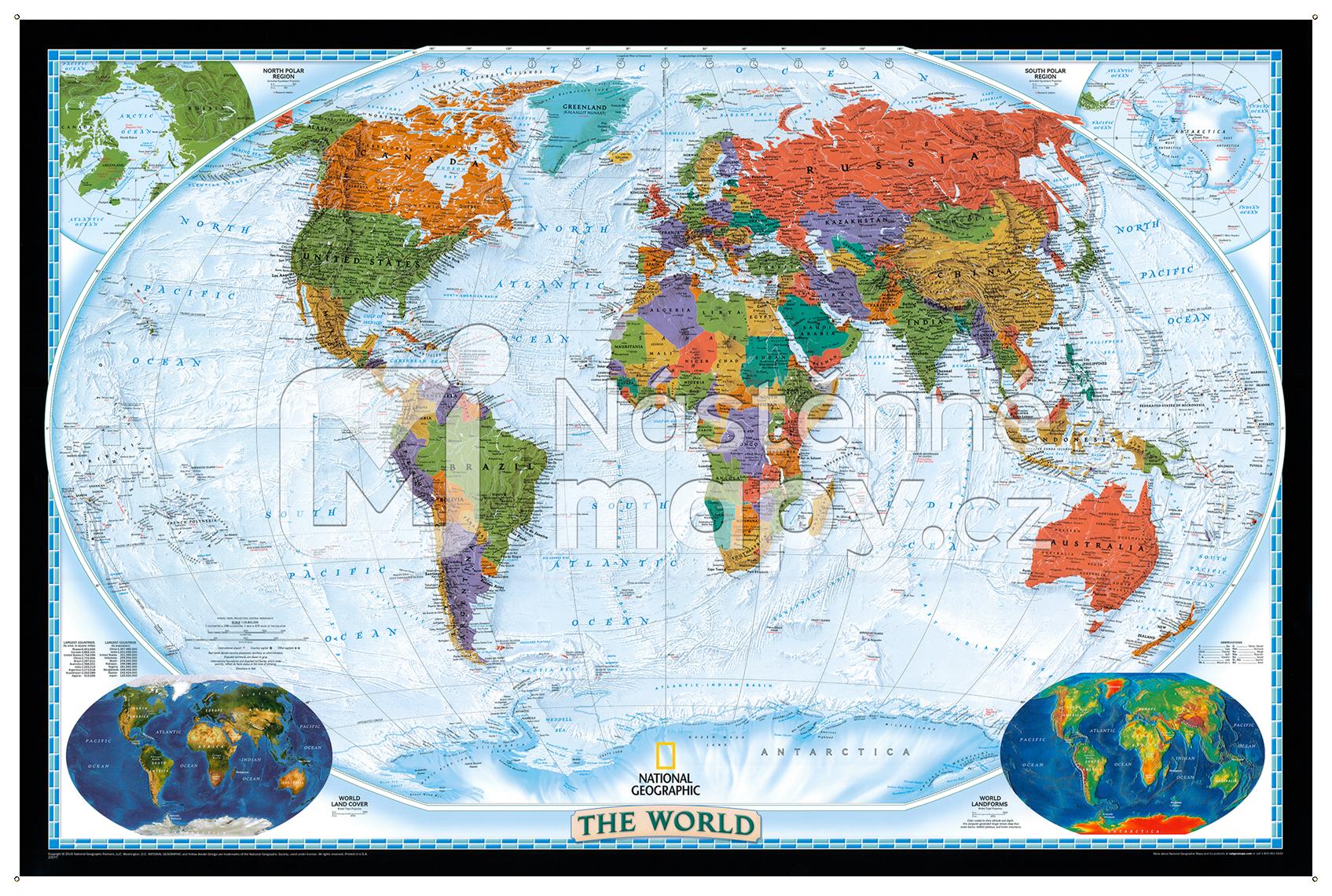 Politická nástěnná mapa světa Decorative NG18 | Nástěnné mapy.cz